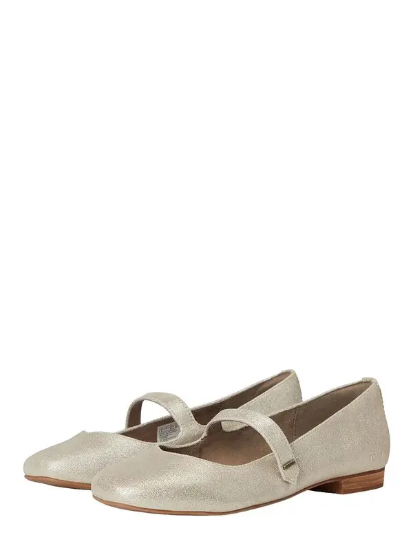 Toms Bianca Mary Jane Flats With Squared Toe And Suede Upper - Silver
