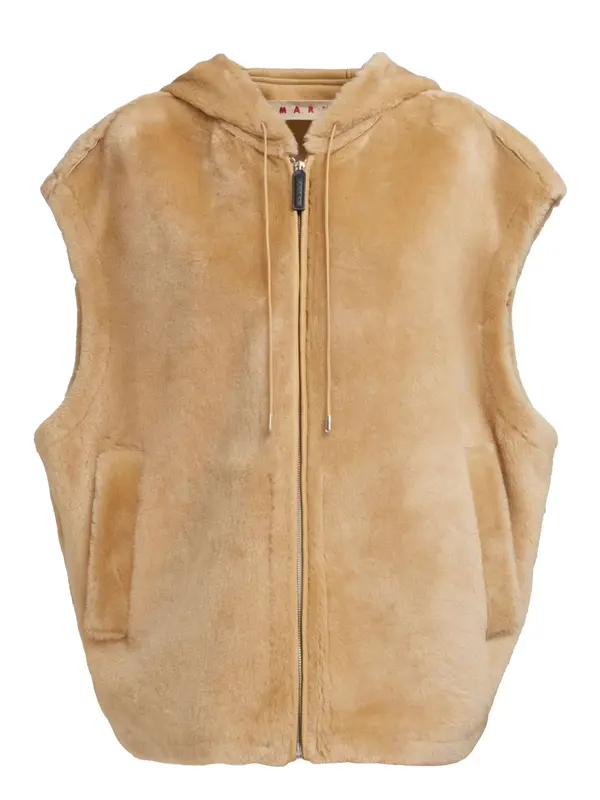 Marni Hooded Shearling Waistcoat - Neutrals