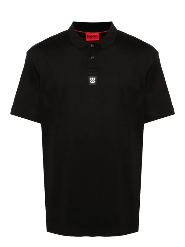 Hugo Interlock-cotton Polo Shirt - Black