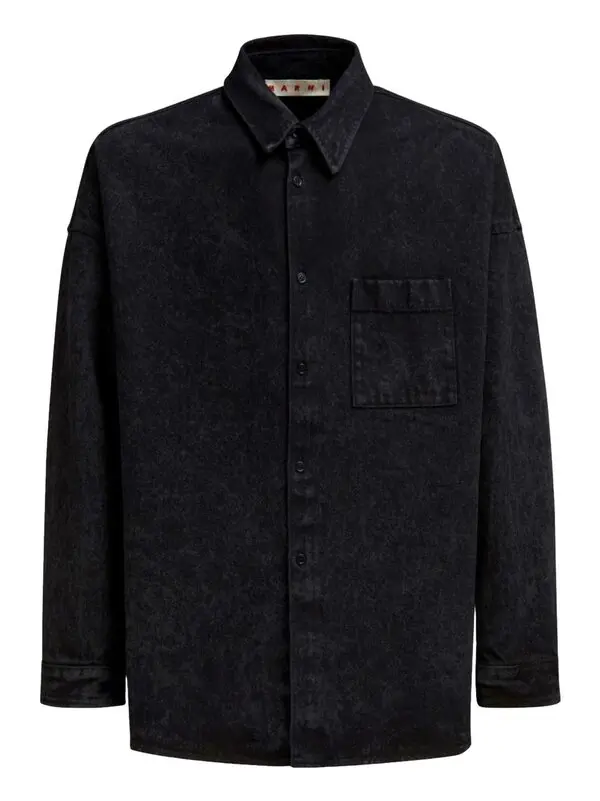 Marni Logo-patch Cotton Shirt - Black