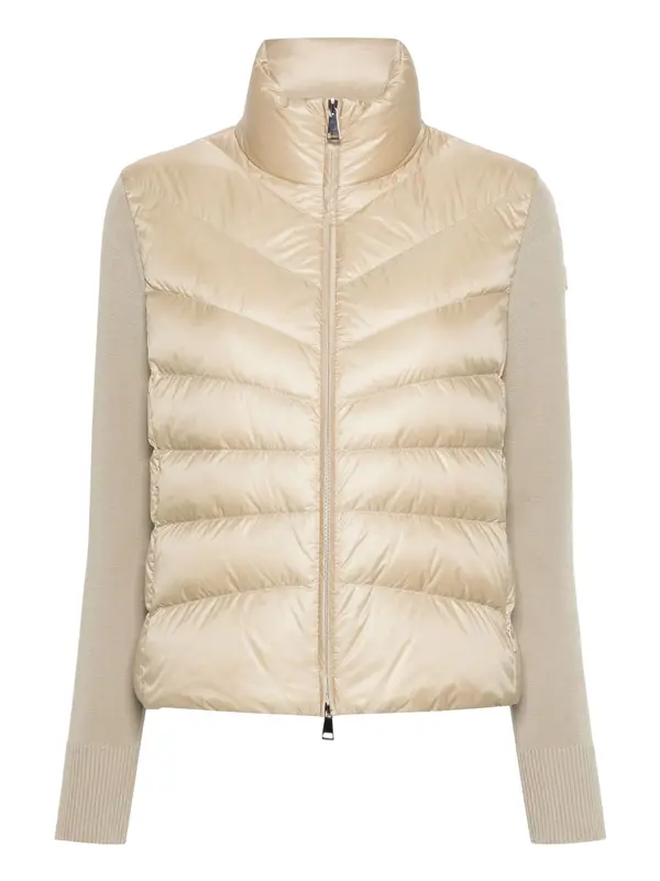 Moncler Knitted-sleeve Puffer Jacket - Neutrals