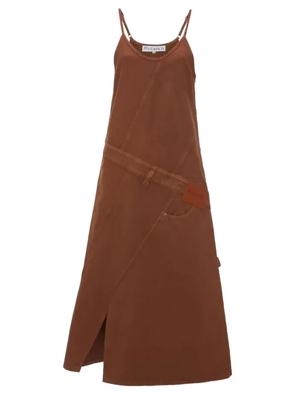 JW Anderson Logo-appliqué Midi Dress - Brown