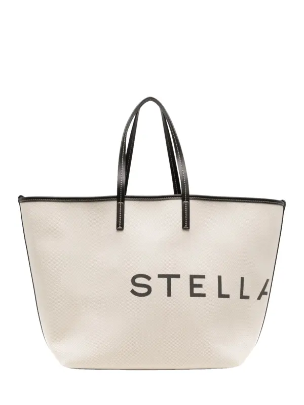 Stella McCartney Logo Canvas Tote Bag - Beige
