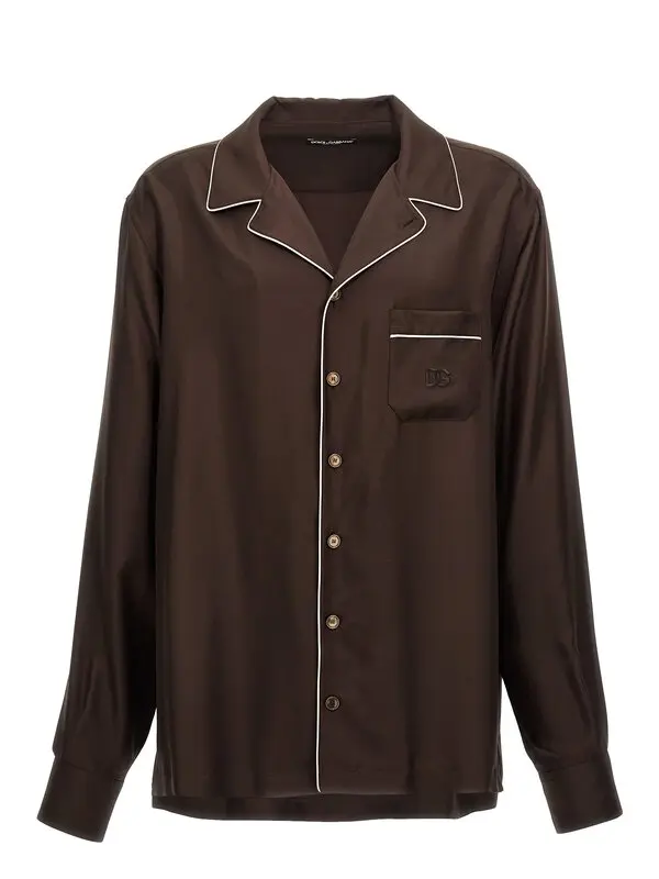 Dolce & Gabbana Logo Embroidery Shirt - Brown