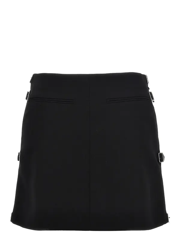 COURREGES Multi Sangle Wool Mini Skirt - Black