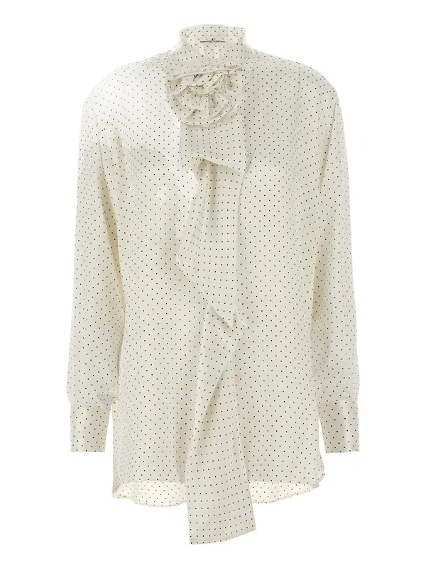 Ermanno Scervino Polka Dot Shirt With Brooch - White/black