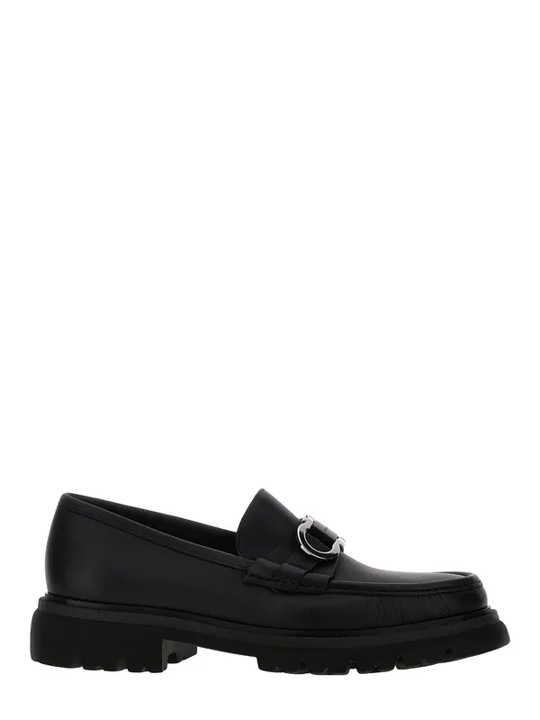 FERRAGAMO Cocoon Leather Loafers - Black