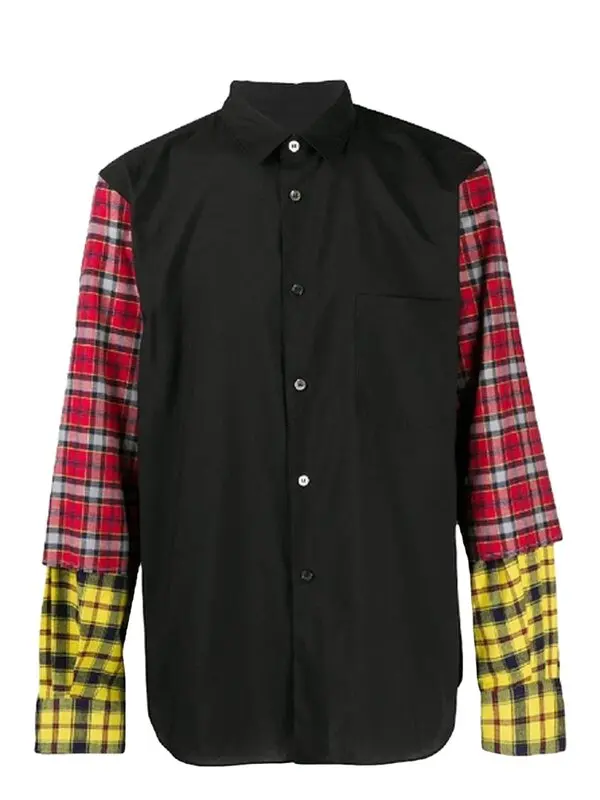 Comme Des Garçons Checked Sleeve Shirt - Black