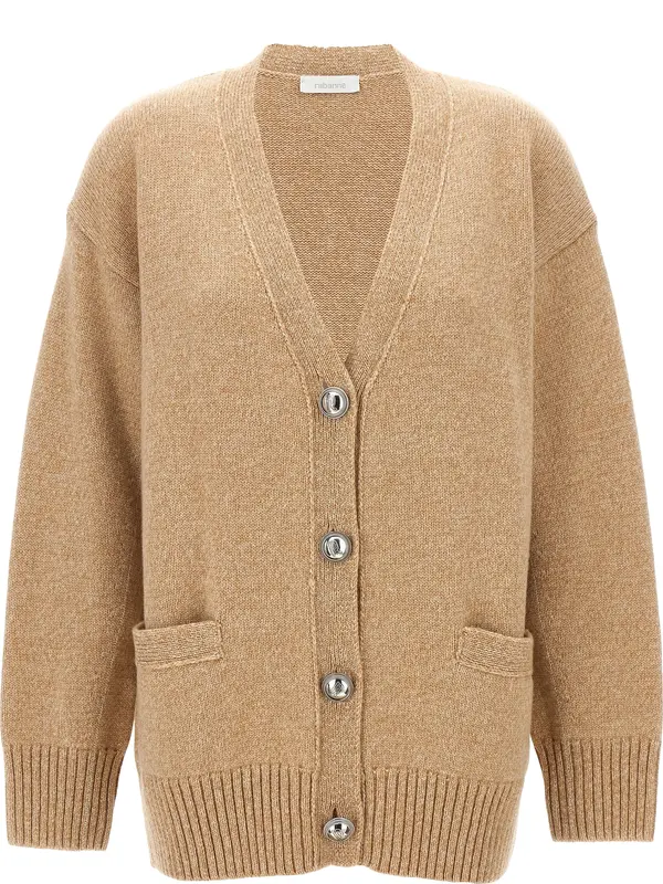 Rabanne Logo Buttons Cardigan - Beige
