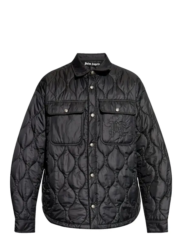 Palm Angels Embroidered-logo Quilted Jacket - Black