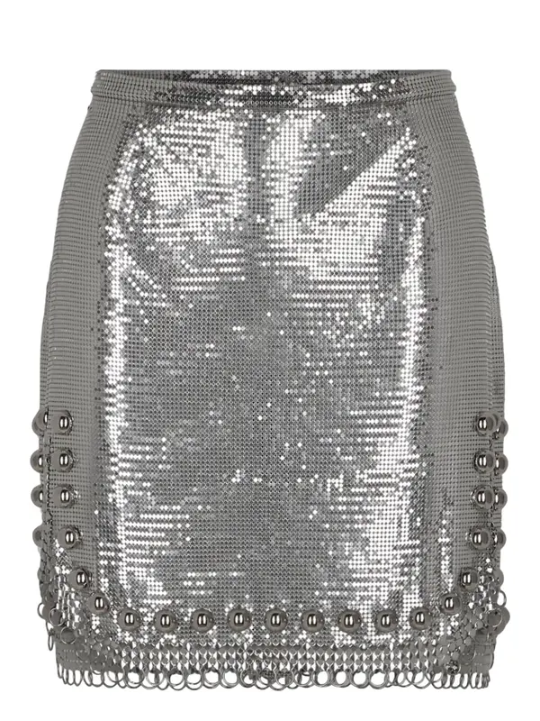 Rabanne Stud-embellished Mini Skirt - Silver