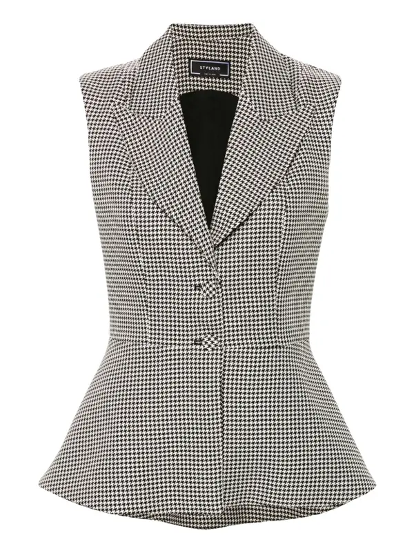 STYLAND Houndstooth Waistcoat - Black