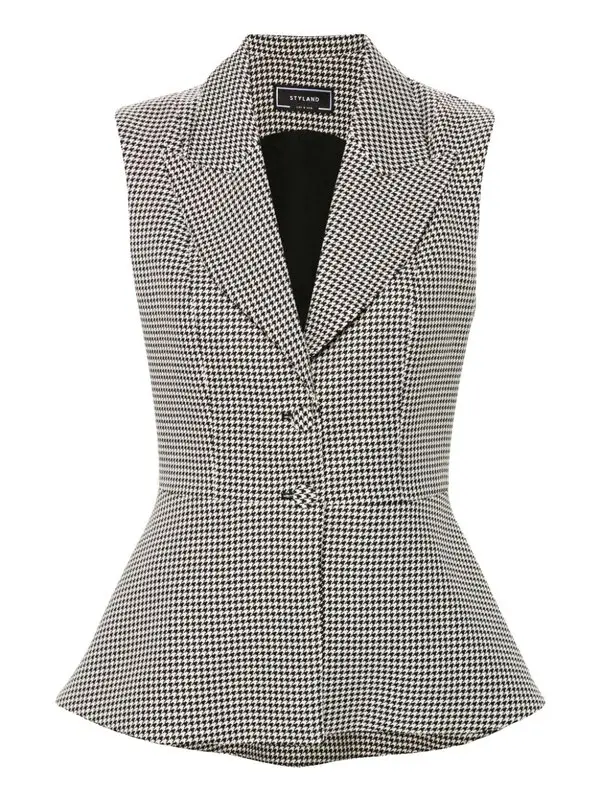 STYLAND Houndstooth Waistcoat - Black