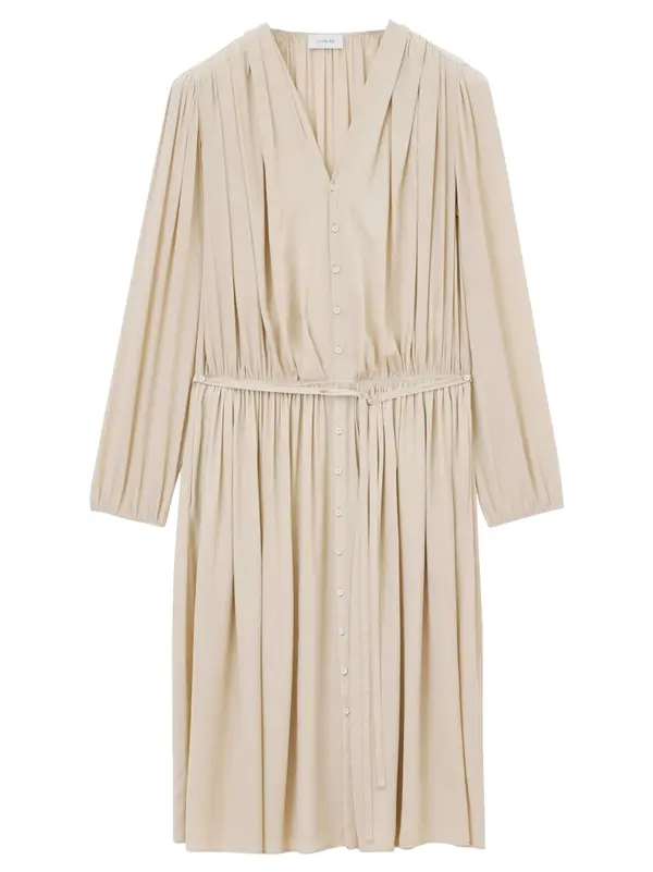 LEMAIRE Pleated Midi Dress - Neutrals