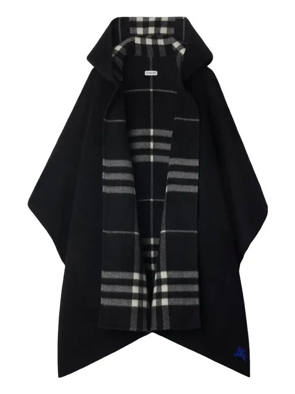 Burberry Reversible Check Cashmere Cape - Black/calico