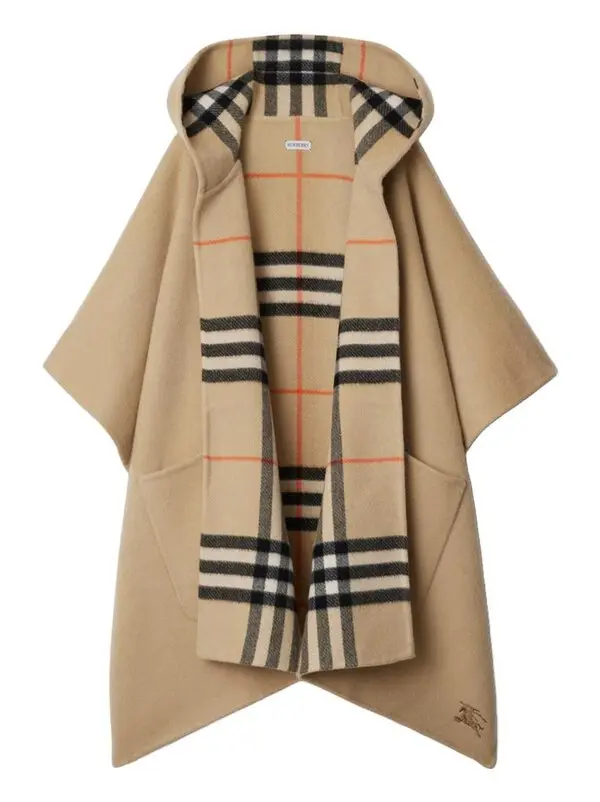 Burberry Reversible Check Cashmere Cape - Sand