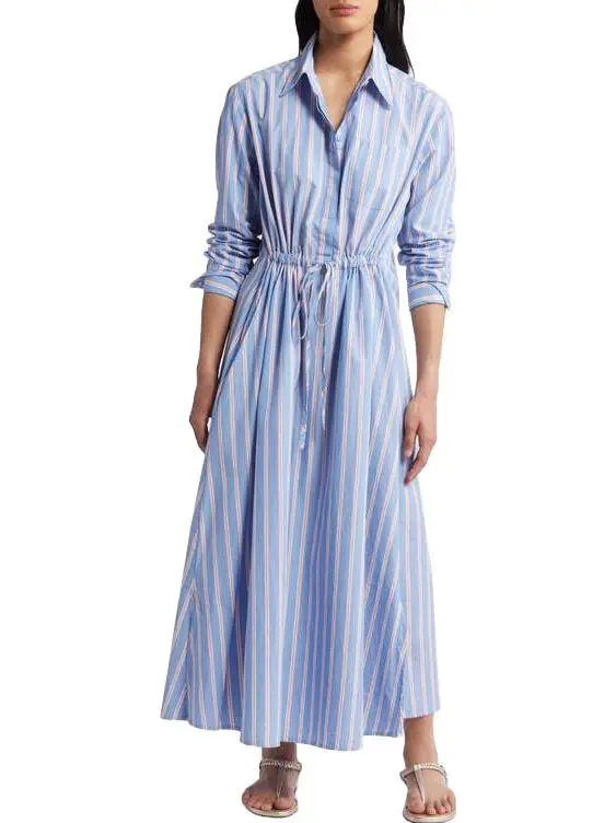 Caslon Stripe Cotton Shirt Dress - Blue Cornflower Frankie Stripe