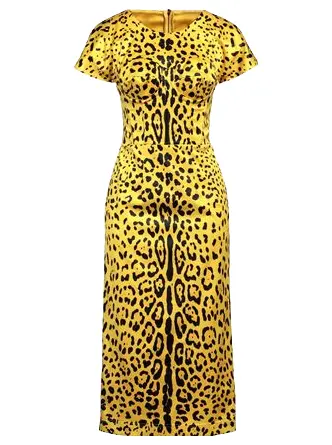 Dolce & Gabbana Leopard-print Midi Dress - Yellow