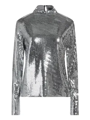 Maje Metallic Knit Top - Silver