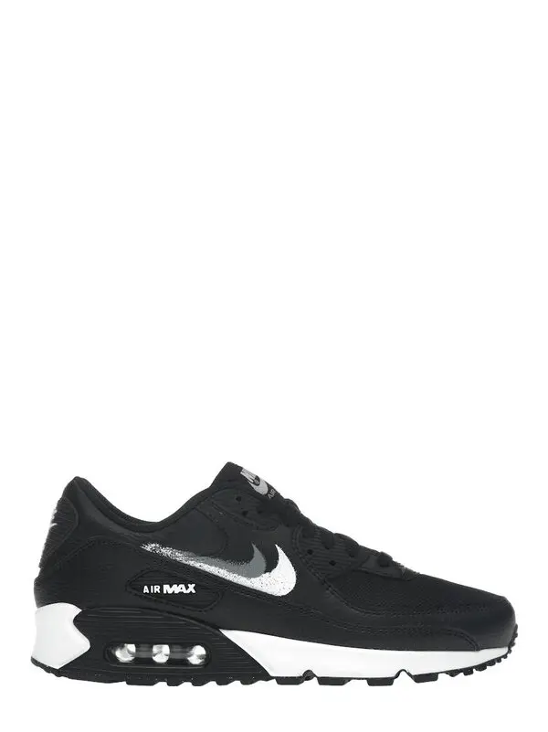 Nike Max 90 Sneakers With Spray Paint Swoosh - Black/cool Grey/white