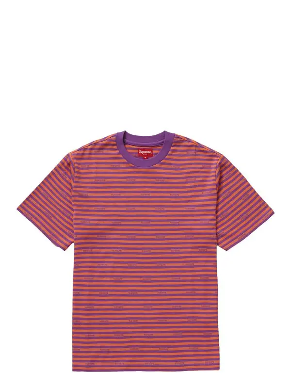 Supreme Logo Stripe Short Sleeve Top - Purple