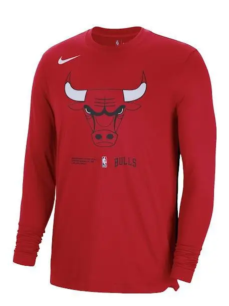 Nike Nba Chicago Bulls Drifit Loose Fit Long Sleeve T-shirt - Red