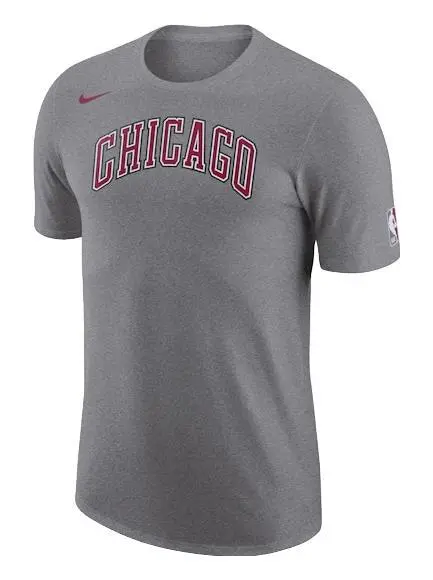 Nike Nba Chicago Bulls City Edition Logo T-shirt - Grey/dark Red