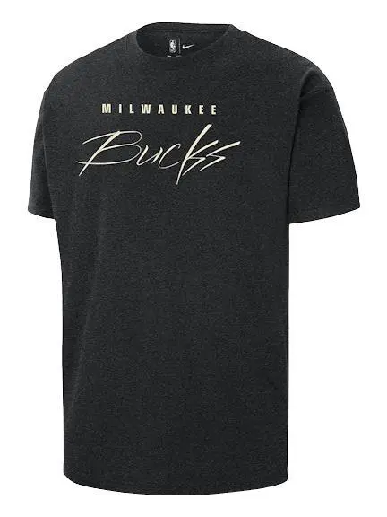 Nike Nba Milwaukee Bucks Courtside Max 90 Loose Fit T-shirt - Dark Grey/cream