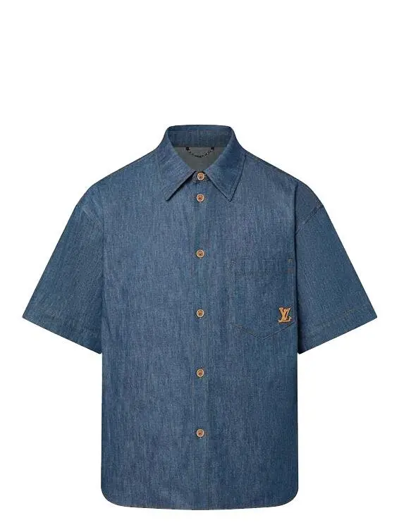 LOUIS VUITTON Shortsleeved Cotton Chambray Shirt - Indigo