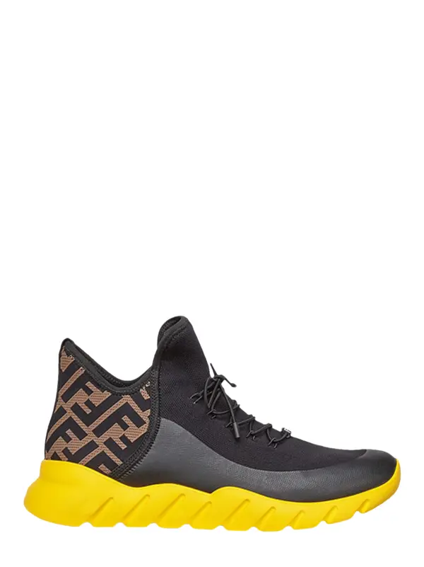 Fendi Ff Motif Mesh High Top Sneakers - Black