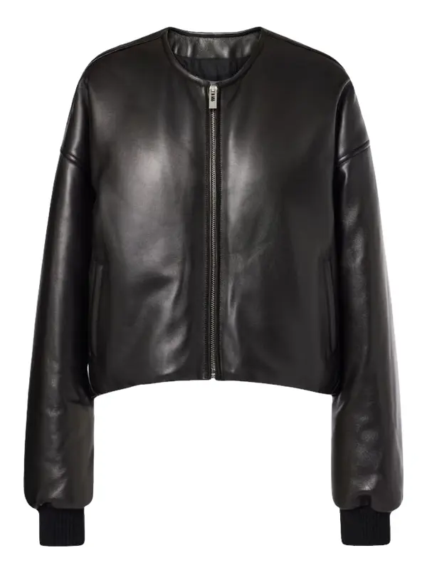 Alaïa Leather Bomber Jacket - Black