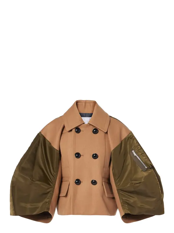 Sacai Wool And Twill Jacket - Beige