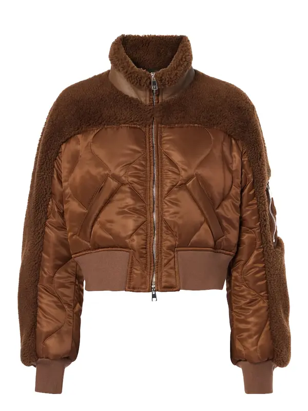 BLANCHA Quilted Shearling Bomber Jacket - Brown