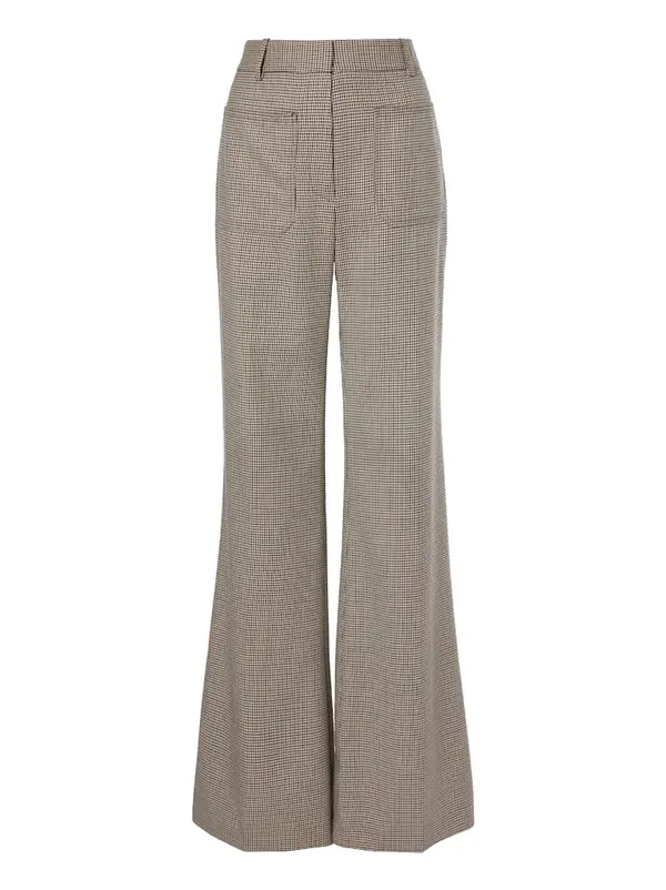 NILI LOTAN Christophe Virgin Wool Flared Pants - Brown