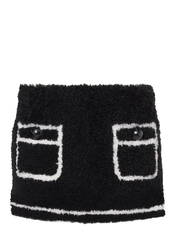 BLANCHA Shearling Mini Skirt - Black