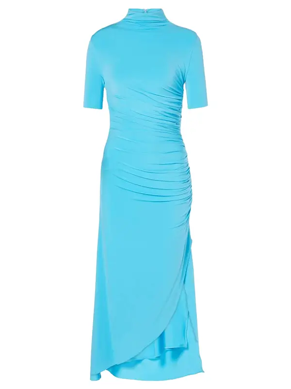 Alaïa Draped Asymmetric Midi Dress - Blue