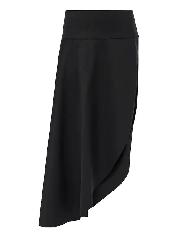 Alaïa Asymmetric Wool Midi Skirt - Black