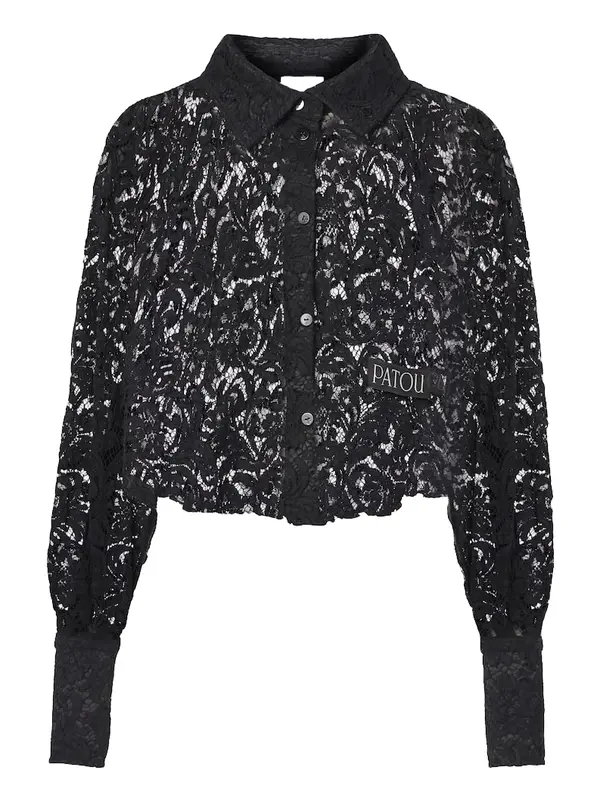 Patou Cropped Lace Blouse - Black