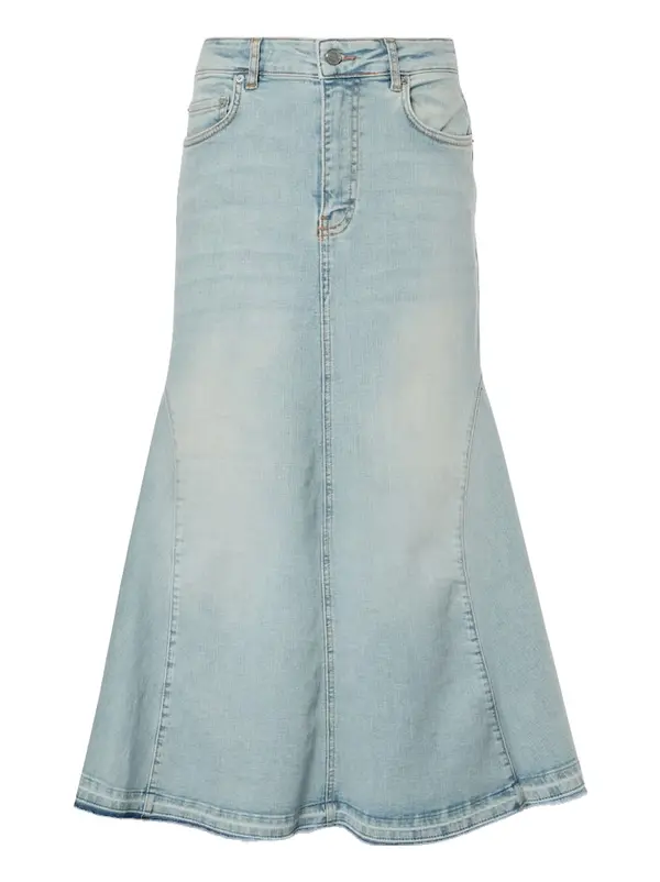 GANNI High-rise Denim Midi Skirt - Blue