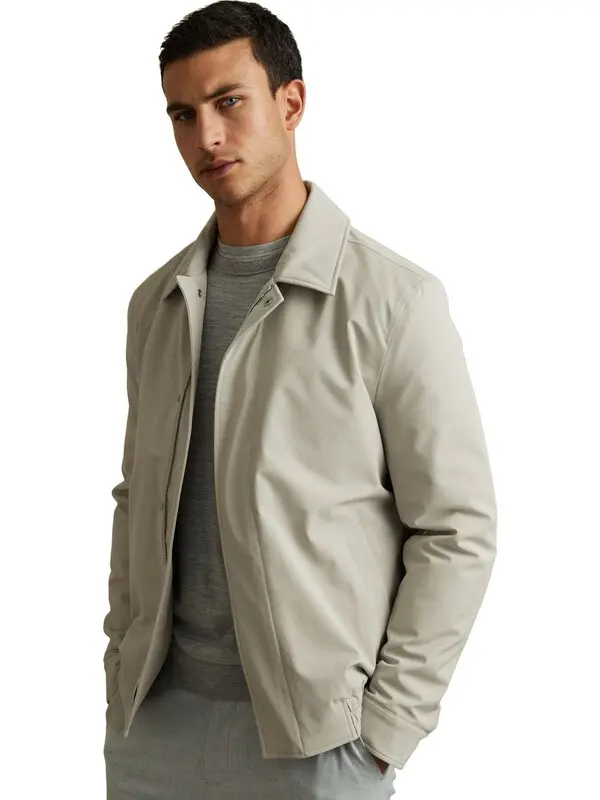 REISS Cologne Harrington Jacket - Stone
