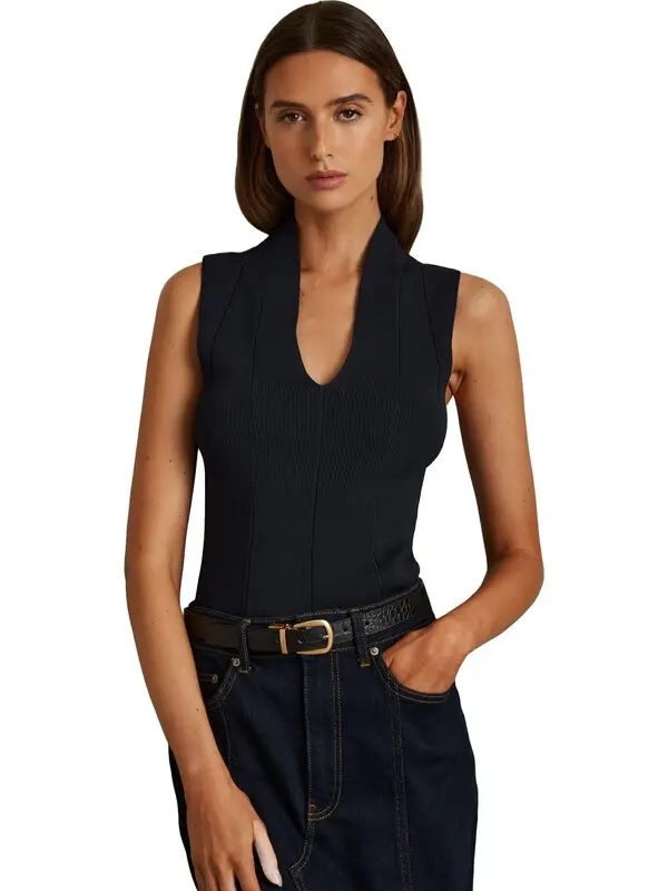 REISS Kimmy Knitted Sleeveless Vest - Navy