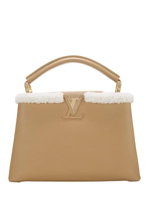 LOUIS VUITTON Capucines Shearling Top Handle - Brown