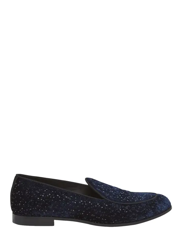 Giorgio Armani Velvet Venetian Loafers - Blue