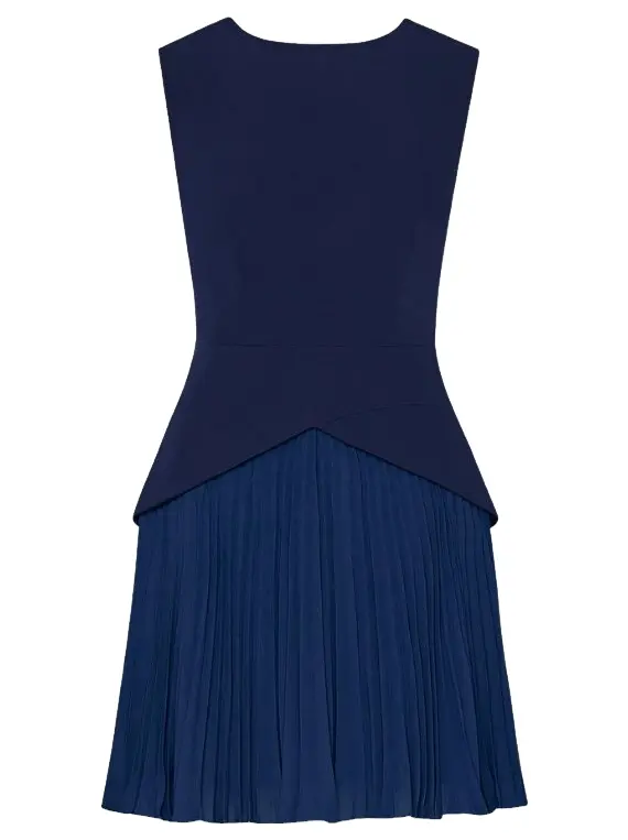MILLY Haddy Pleated Mini Dress - Navy