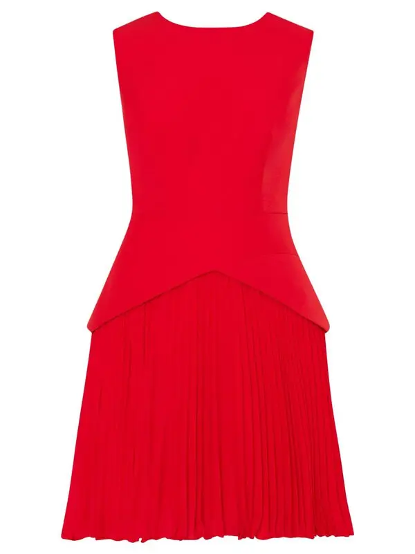 MILLY Haddy Pleated Mini Dress - True Red