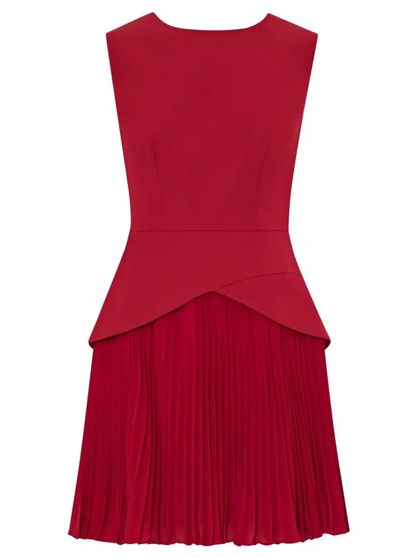 MILLY Haddy Pleated Mini Dress - Wine