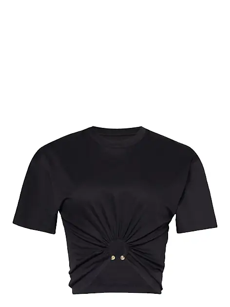 Rabanne Ring-embellished Cropped T-shirt - Black