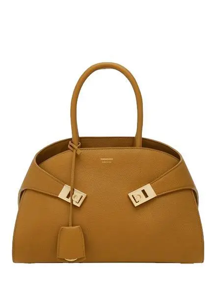 FERRAGAMO Top-handle Handbag With Gancio Buckle - Gold