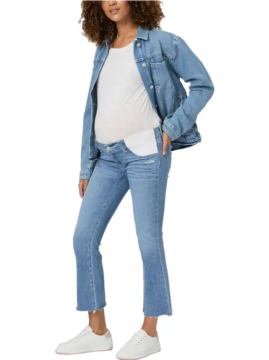 Paige Colette Crop Flare Maternity Jean - Denim