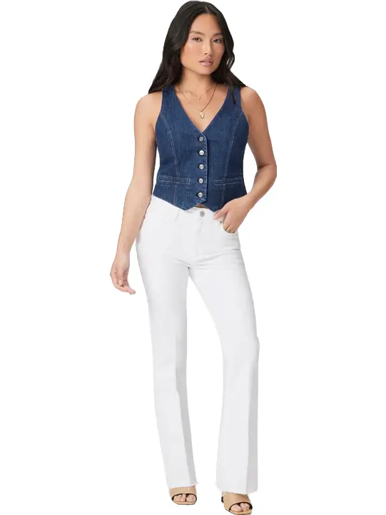 Paige High Rise Laurel Canyon Bootcut Jean - White